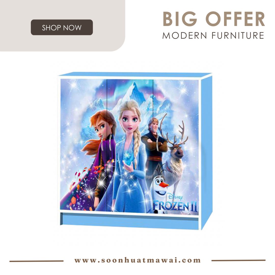 WONDERLAND 3 DOOR CARTOON CABINET FROZEN - Soon Huat Furniture